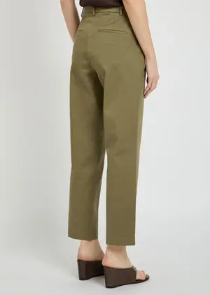 Vince Straight-leg Stretch-cotton Trousers - Olive