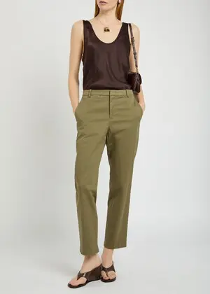 Vince Straight-leg Stretch-cotton Trousers - Olive