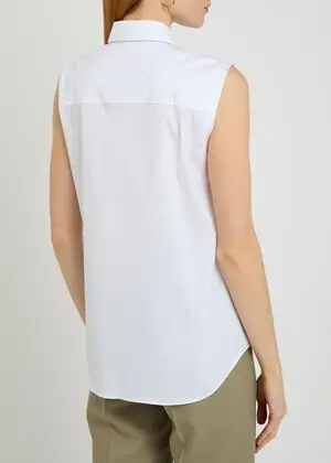 Brunello Cucinelli Stud-embellished Cotton-blend Poplin Top - White