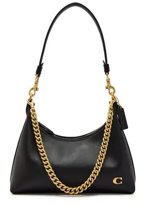 COACH Leather Shoulder Bag With Chain - Black