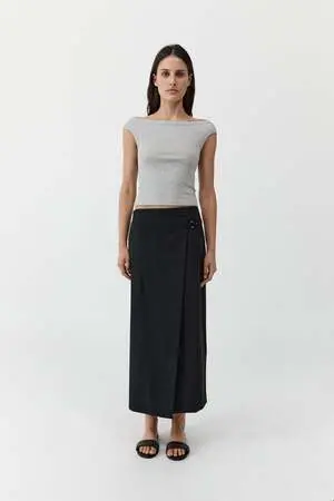 ST AGNI Tailored Wrap Skirt - Black