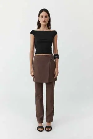 ST. AGNI Silk Canvas Wrap Skirt