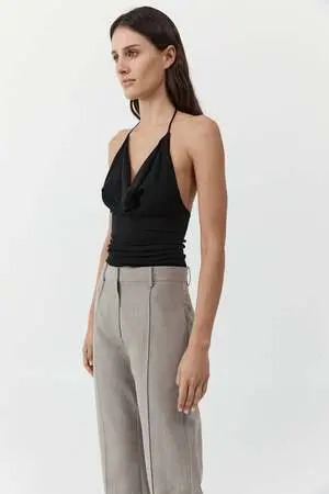 ST AGNI Cowl Halter Knit Top