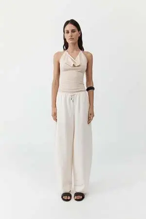 ST. AGNI Cowl Halter Knit Top