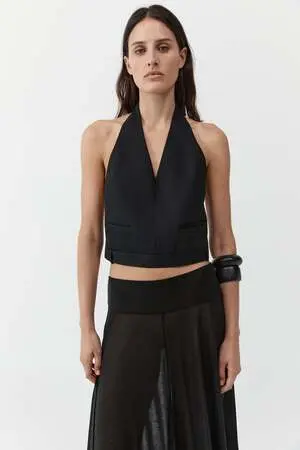 ST AGNI Upside Down Halter Top - Black