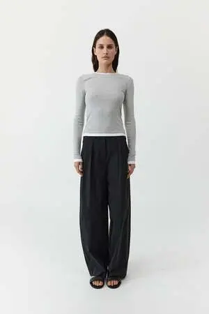 ST AGNI Relaxed Pleat Pants - Black