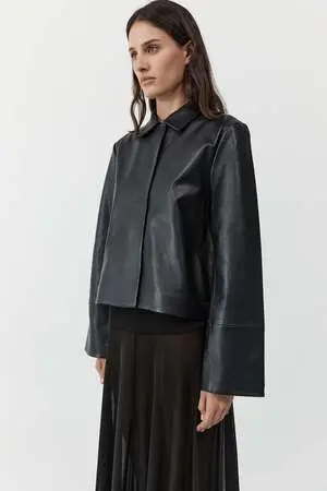 ST. AGNI Leather Minimal Jacket