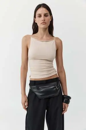 ST. AGNI Twist Back Knit Top - Shell