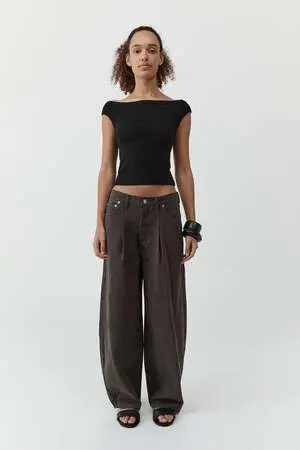 ST. AGNI Canvas Mid Rise Barrel Jeans - Ash
