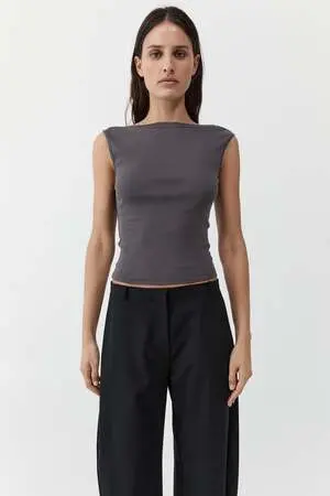 ST. AGNI Organic Cotton Ballerina Top - Soot