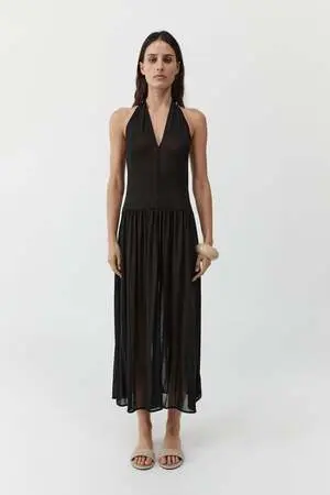 ST. AGNI Fluid Jersey Halter Dress - Black