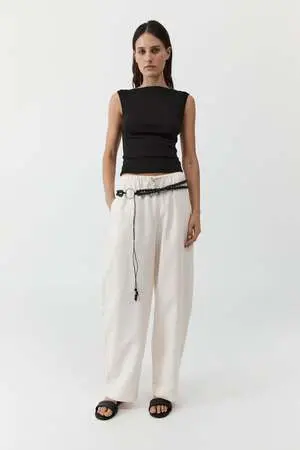 ST AGNI Fine Drawstring Relaxed Pants - Ivory