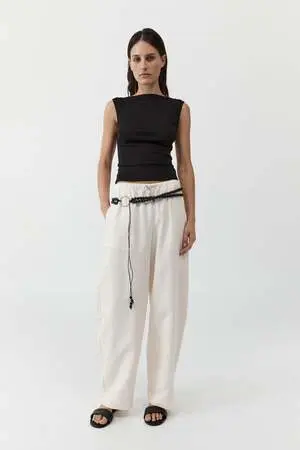 ST. AGNI Fine Drawstring Relaxed Pants - Ivory