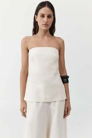 ST AGNI Strapless Rouleau Tie Top - Ivory