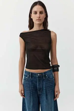 ST AGNI Fine Jersey Asymm Top - Black