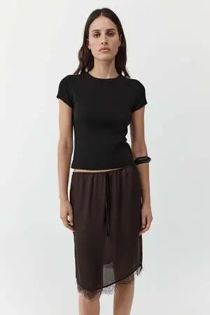 ST. AGNI Fine Lace Skirt - Bark