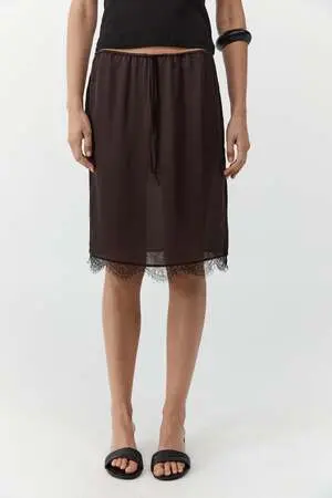 ST. AGNI Fine Lace Skirt - Bark