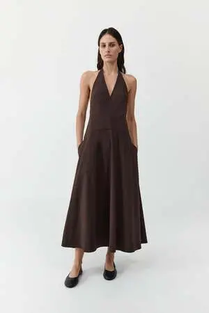 ST. AGNI Halter Plunge Dress