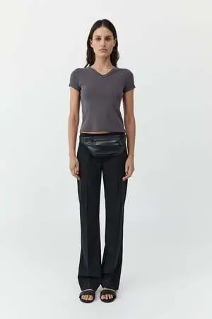 ST. AGNI Organic Cotton V Neck Tee - Soot