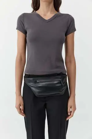 ST. AGNI Organic Cotton V Neck Tee - Soot