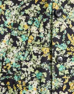 Valentino Garavani Single-breasted Coat In Cotton Drill With Papier Floral Print - Black/multicolour