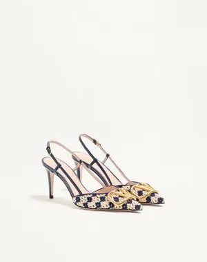 Valentino Garavani Vlogo Signature Slingback Pumps - Blue/beige