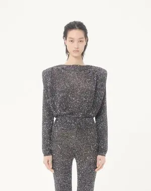 Valentino Garavani Sequin Thread Jumper - Black/silver