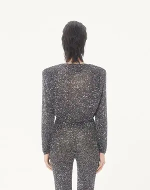 Valentino Garavani Sequin Thread Jumper - Black/silver