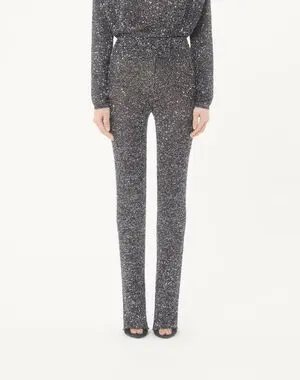Valentino Garavani Sequin Thread Knit Trousers - Black/silver