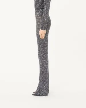 Valentino Garavani Sequin Thread Knit Trousers - Black/silver