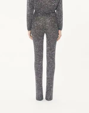 Valentino Garavani Sequin Thread Knit Trousers - Black/silver