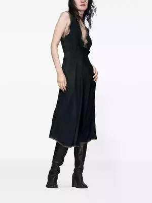 MAISON MARGIELA Lace-trim Midi Dress - Black