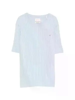 Gant Cable-knit Short-sleeve Top - Blue