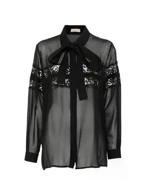 Elie Saab Lace Bow Shirt - Black