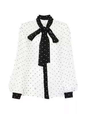 Elie Saab Polka-dot Bow Shirt - White