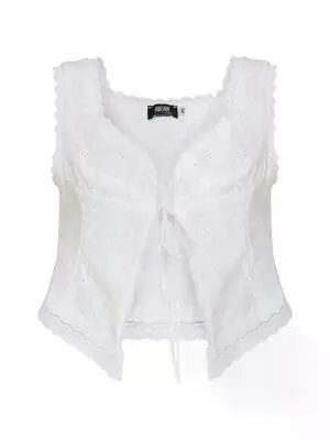 AMIR SLAMA X Jade Picon Lace Tie-detail Top - White