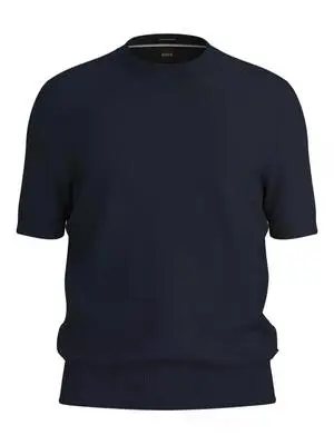 BOSS Short-sleeved Sweater In Merino Wool - Blue