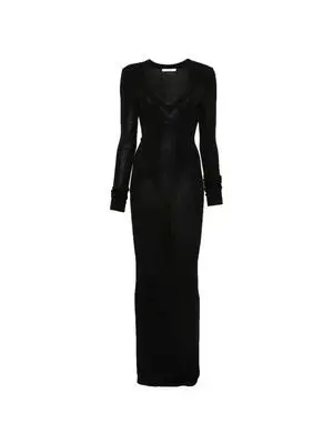 ENTIRE STUDIOS V-neck Long-sleeve Dress - Black