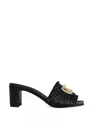 Dolce & Gabbana Raffia With Braid And Fringe Mules - Black