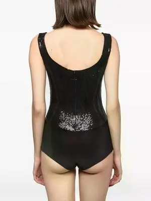 ATU BODY COUTURE Sequin Embellished Bodysuit - Black