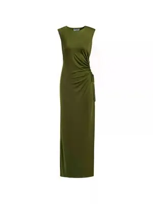 Essentiel Antwerp Sleeveless Ruched Cut-out Maxi Dress - Green