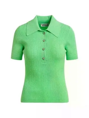 Essentiel Antwerp Ribbed Polo Top - Green