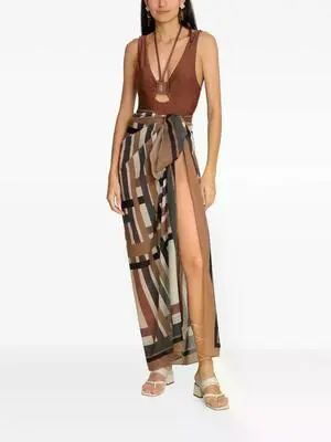 AMIR SLAMA Knotted Striped Skirt - Neutrals