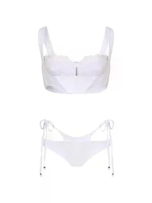 AMIR SLAMA Lace-trim Cut-out Swimsuit - White