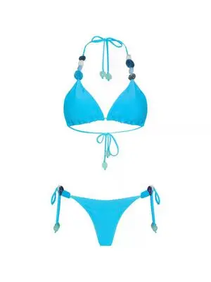 AMIR SLAMA Beaded Tie Bikini - Blue
