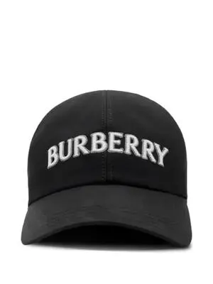 Burberry Logo Gabardine Baseball Cap - Black