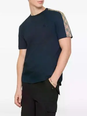 Burberry Check Trim Cotton T-shirt - Blue
