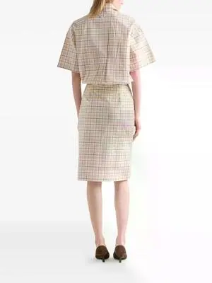 Prada Embroidered Checked Poplin Top