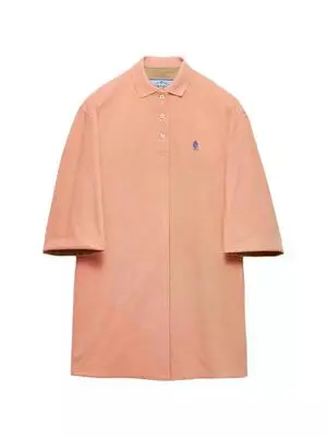 Prada Piqué Coat With Embroidered Logo