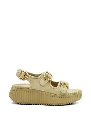 Chloé Buckle Leather Sandals - Neutrals
